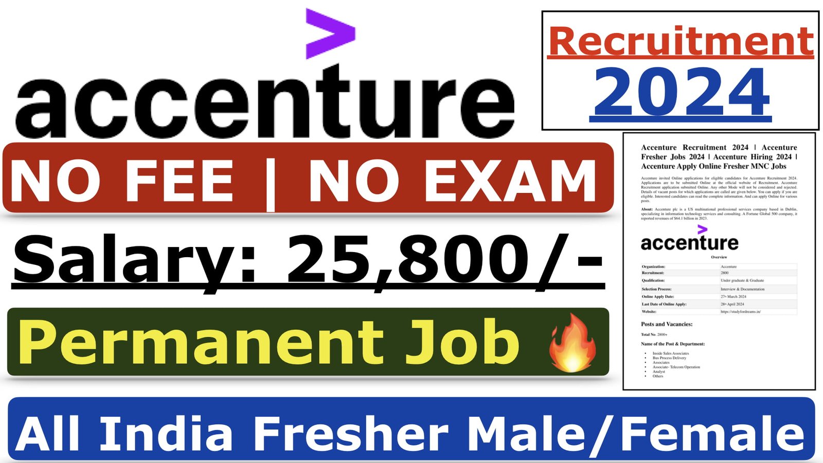 Accenture Recruitment 2024 > All India Fresher Jobs Apply - Study For Dreams